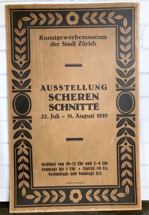 🌟 Plakat / Poster Scherenschnitt Ausstellung 1919 Zürich 🌟 (Gebraucht) in Gebenstorf für CHF 450 ...
