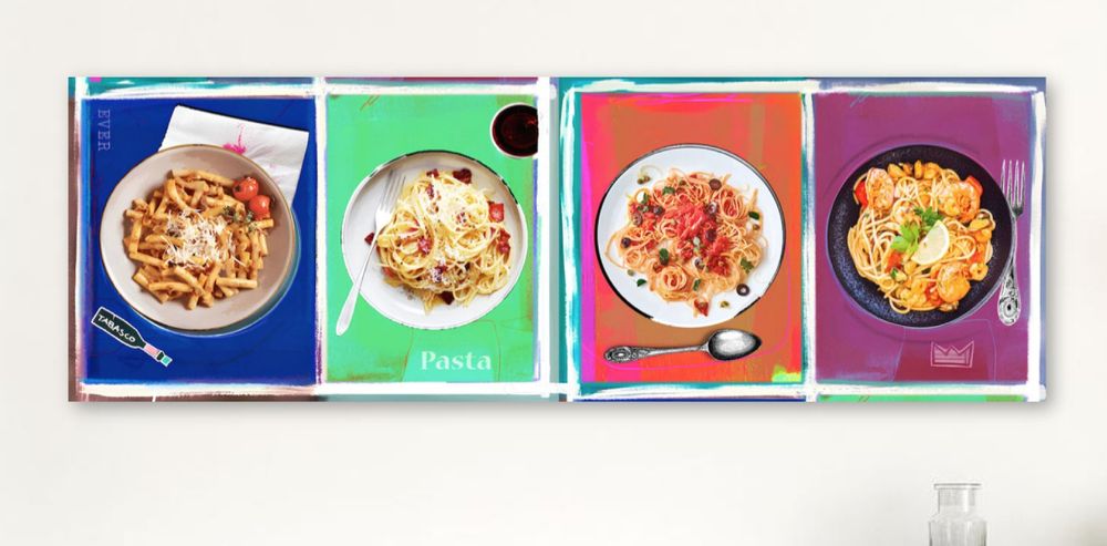 Pasta Pop Art Kunst Bild Spaghetti Puttanesca Maccaroni (Neu (gemäss ...