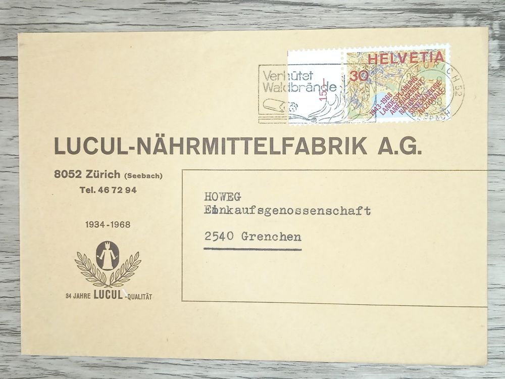 TR17 Enveloppe + Timbre Suisse 1968 (Gebraucht) in Cousset für CHF 0.6 – mit Lieferung auf ...