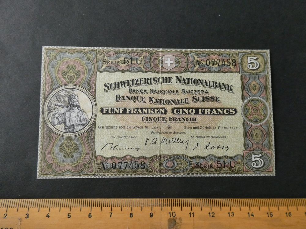 Schweiz 1951, 5 Franken (Gebraucht) in Hinterforst für CHF 7 – mit Lieferung auf Ricardo kaufen