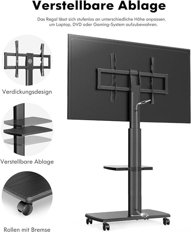 Universal TV Ständer Rollen 32-65 Zoll Fernseher 2 Ablagen (Neu und ...