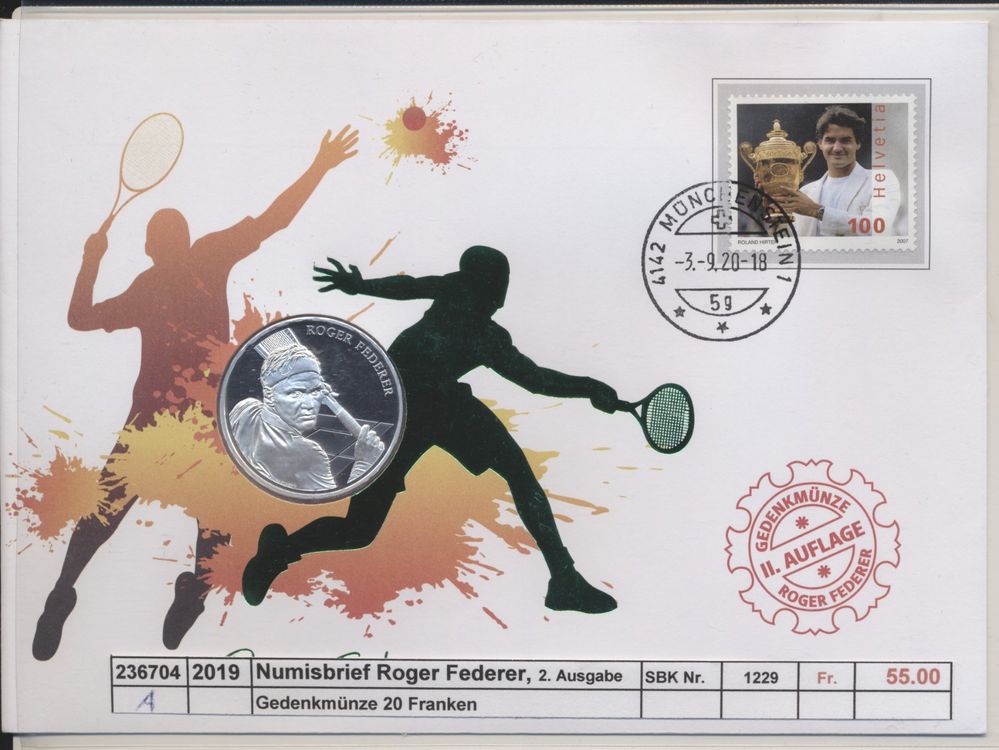 2019 Numisbrief "Roger Federer" (2. Ausgabe) (Gebraucht) in Winterthur ...