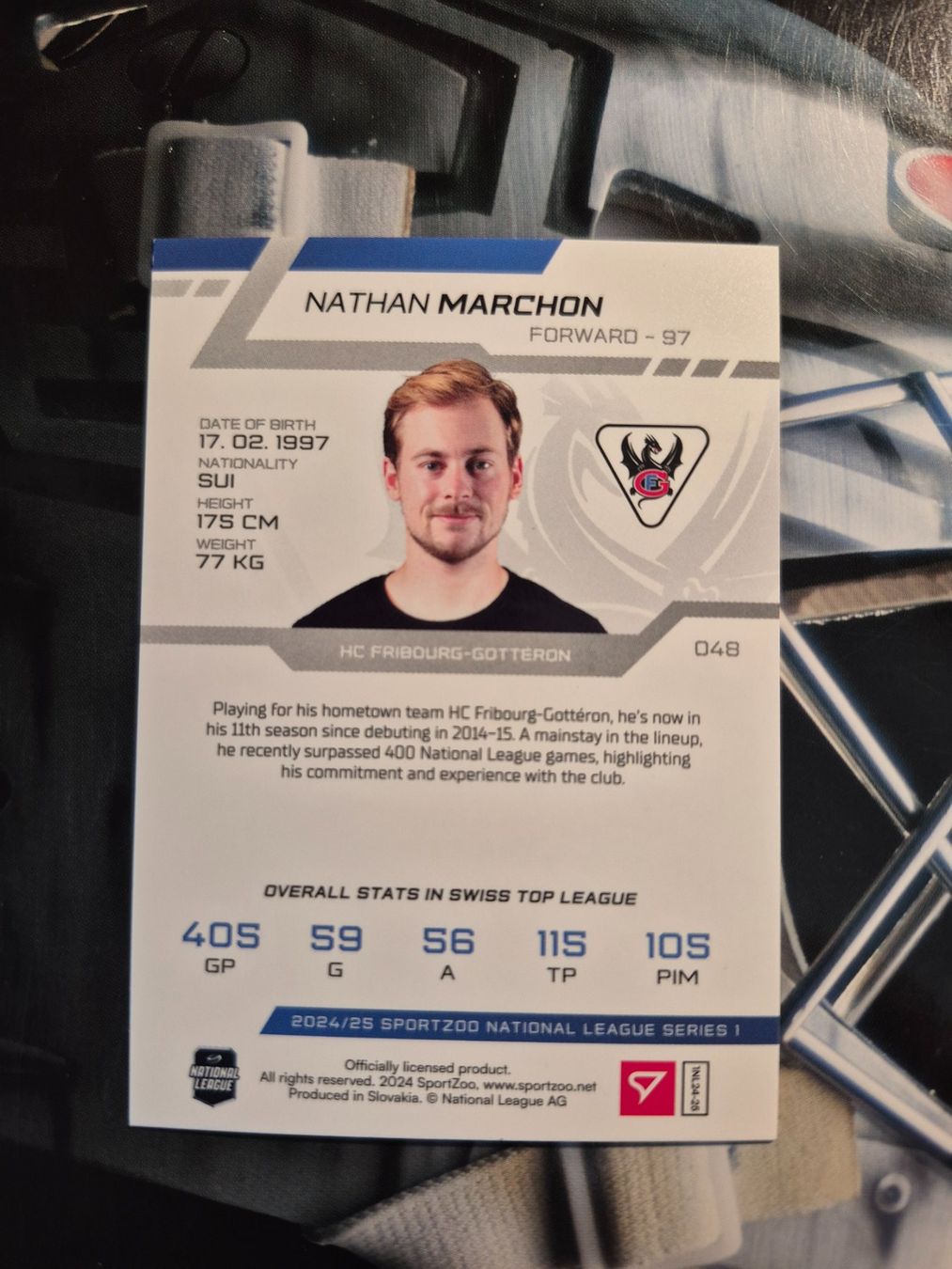 Nathan Marchon HC Fribourg Gotteron 2024/25 Sportzoo (D'occasion) à ...