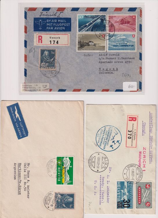 6 bessere Flugpostbriefe ! Seltene Destinationen !! (Gebraucht) in Bibern SH für CHF 58 – mit ...