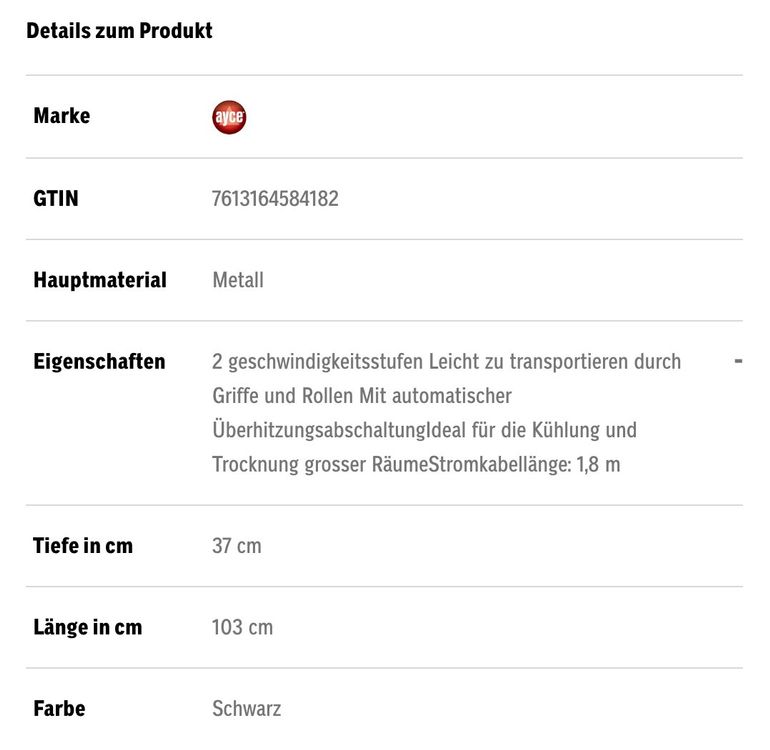 Ayce Industrieventilator SFD36, super Zustand (Gebraucht) in Waldenburg ...