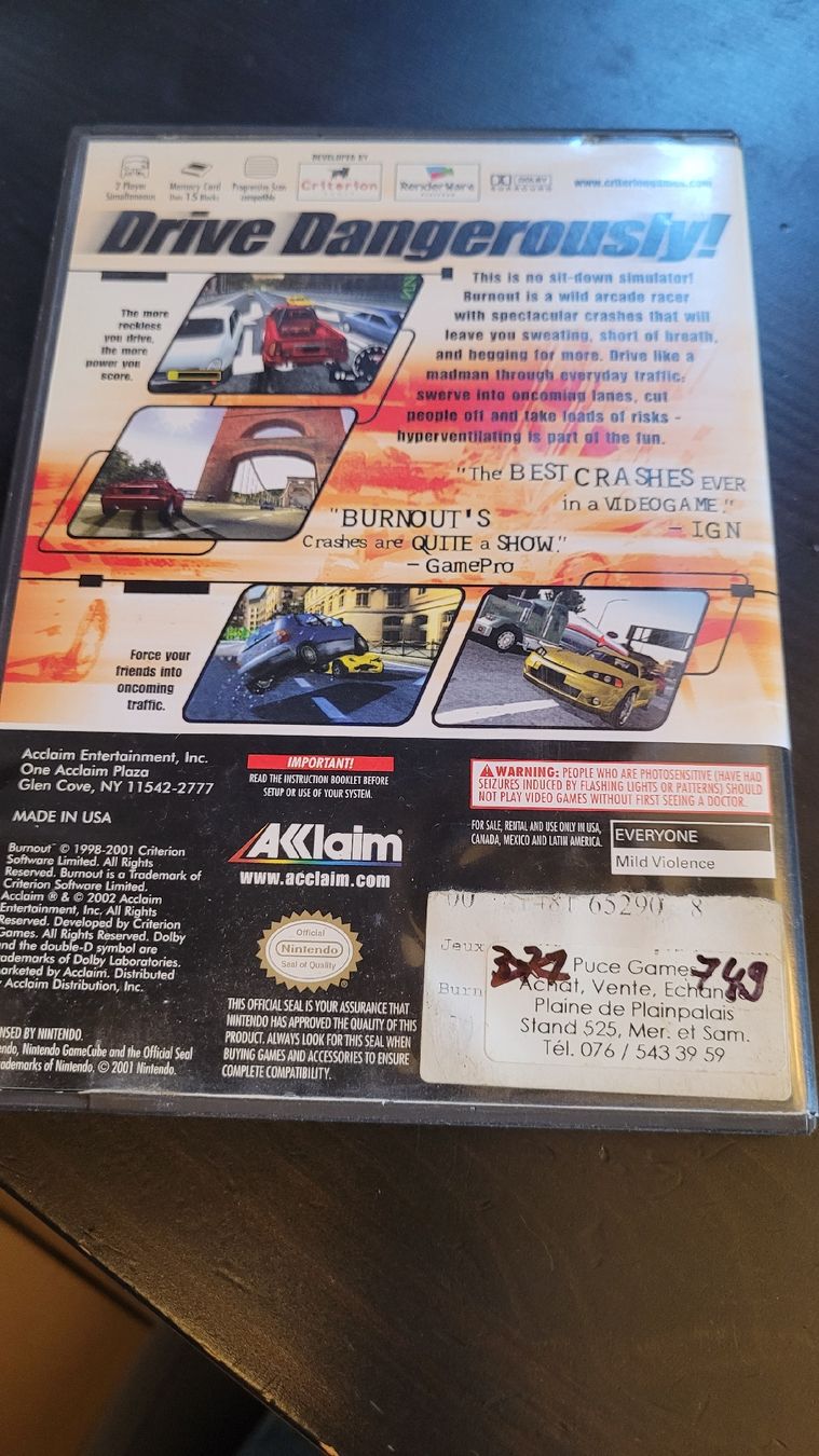 Burnout - Nintendo GameCube - Edition US (D'occasion) à Morges pour CHF ...