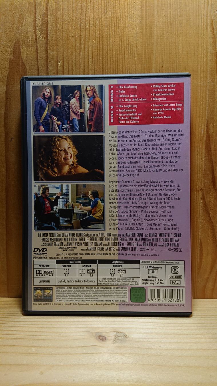 ALMOST FAMOUS Fast Berühmt DVD mit Kate Hutson (Gebraucht) in ...