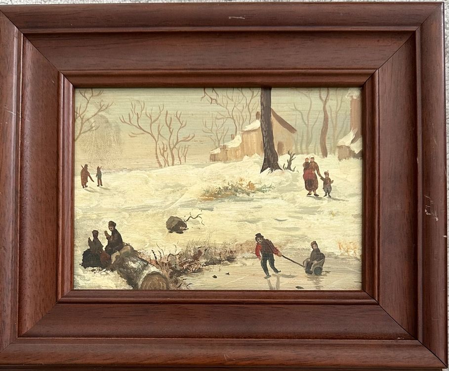 Alte Winterlandschafts Gemälde mit Kinder Mutters (Gebraucht) in Root für CHF 19 – nur Abholung ...