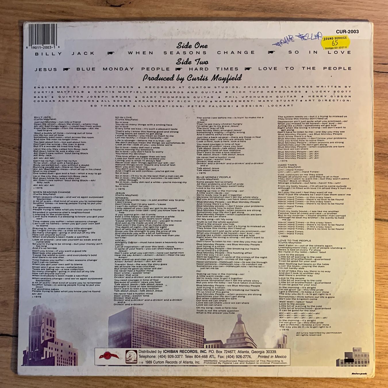 CURTIS MAYFIELD - THERE'S NO ...OG MEX 1989...VG+/VG+ (D'occasion) à ...