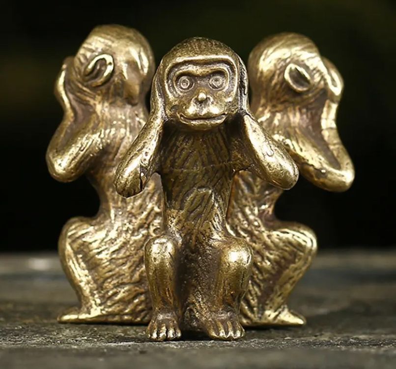 Die 3 Affen. Messing Miniatur. Vitrine Objekt | Kaufen auf Ricardo