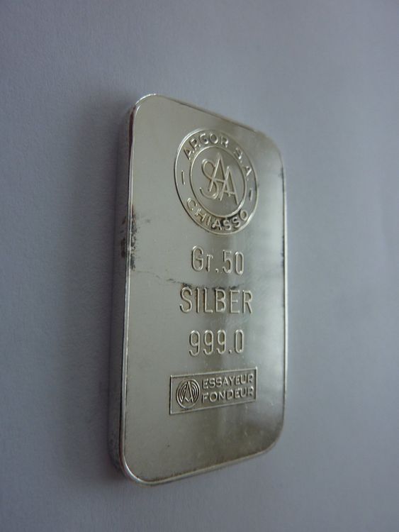 2 x 50 Gramm Silberbarren : Argor S.A. , Credit Suisse (Neu (gemäss ...