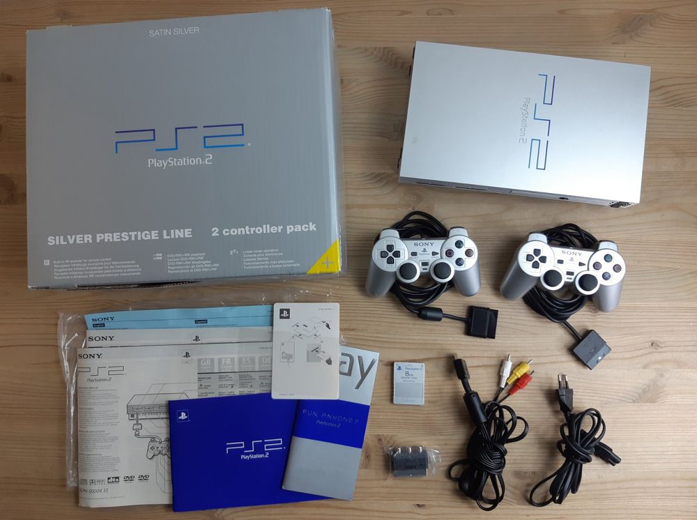 SONY Playstation 2 PS2 Silver Prestige Line 2 Controller OVP (Gebraucht ...
