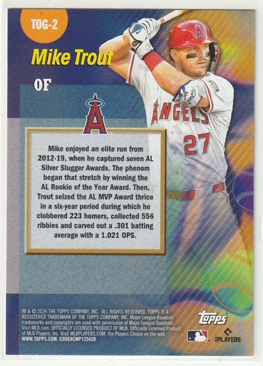 2026 Topps Series 1 Baseball Hobby Mike Trout Titans Angels (Neu ...