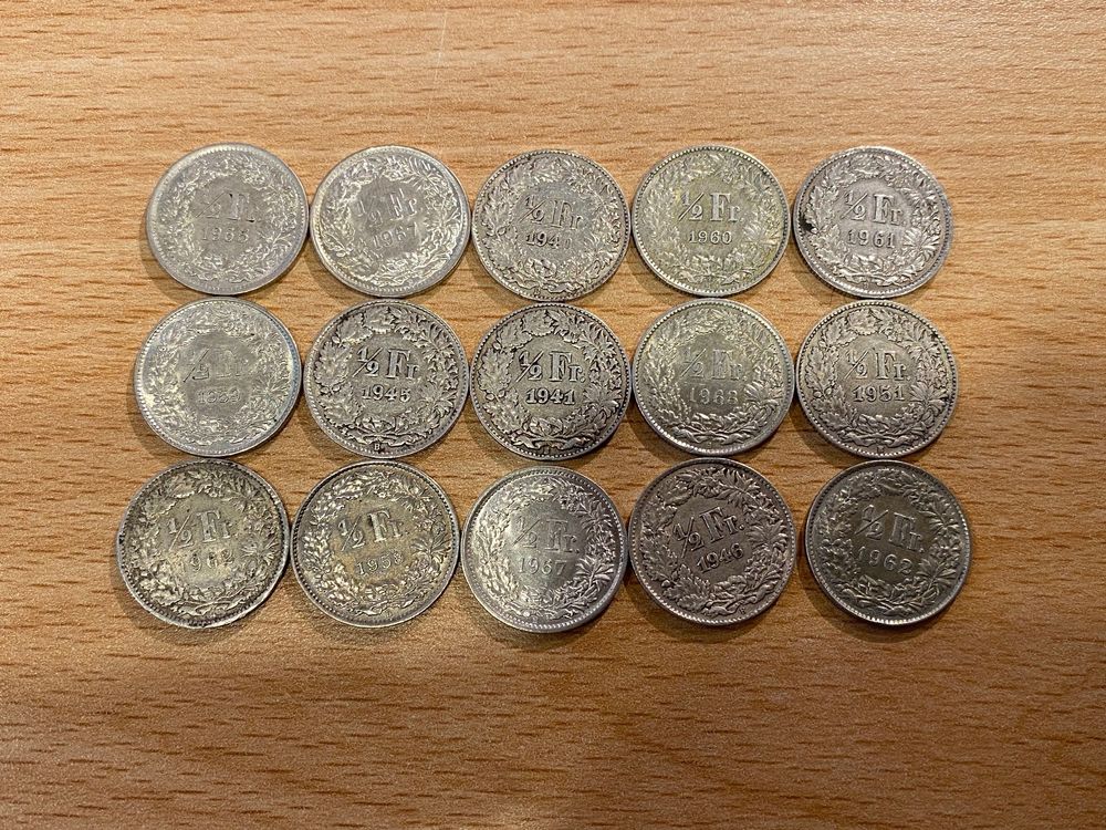 15 Stk 50 Rp Div Jahre Silber (20) (Gebraucht) in Ballwil für CHF 23 – mit Lieferung auf Ricardo ...