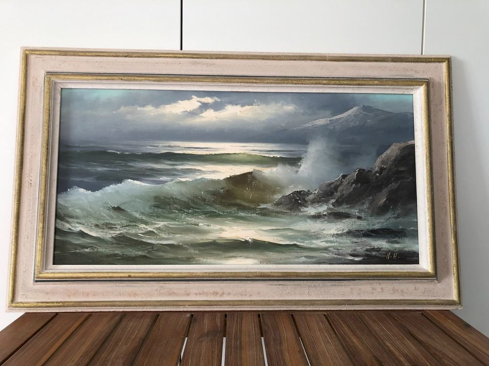 Wunderschön, H.H., Wellen / Meer Öl, 86 cm breit x 51cm hoch (Gebraucht) in Hirzel für CHF 251 ...