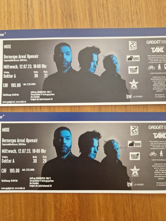 MUSE TICKETS 2 SITZPLÄTZE | Kaufen auf Ricardo