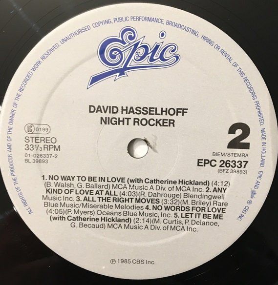 David Hasselhoff – Night Rocker (LP) (Gebraucht) in Grüningen für CHF 5 ...