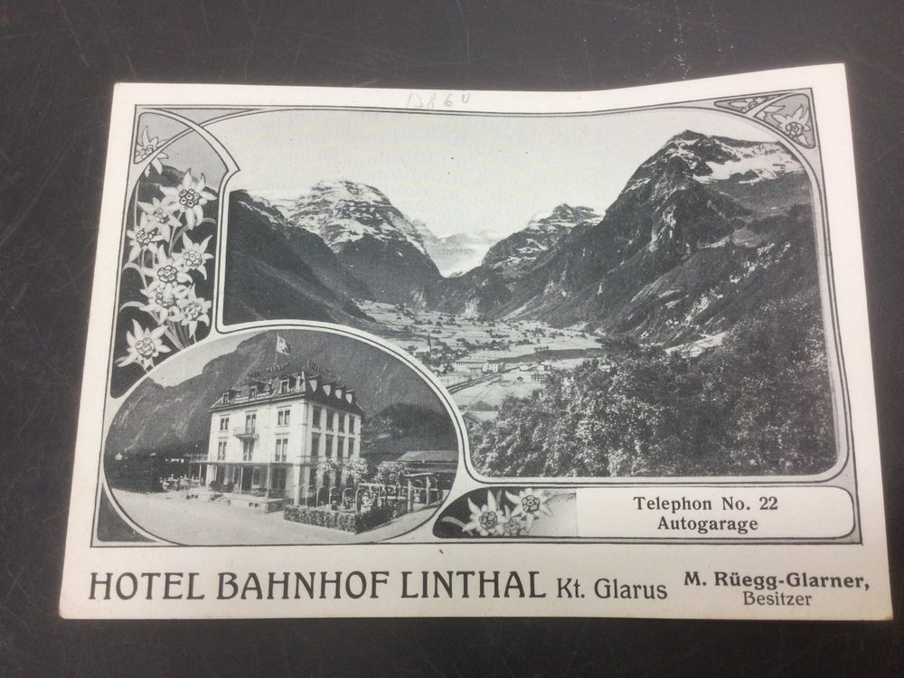 Antike Rechnung Ansicht Hotel Bahnhof Linthal Glarus (Gebraucht) in Wangen SZ für CHF 15 – mit ...
