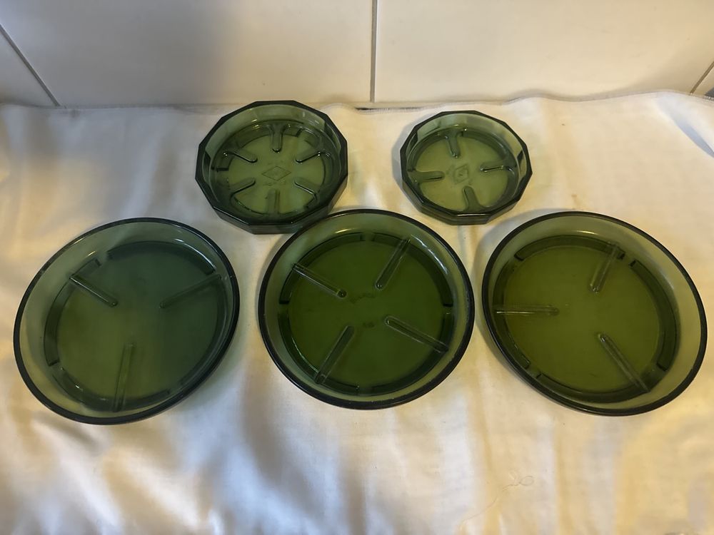 5 BULACH Untersetzer grün Vintage 70er Jahre Glas. 3 Größe (Gebraucht ...