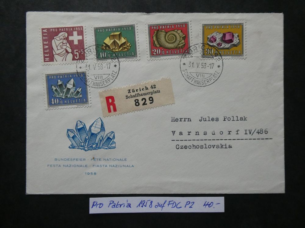 Pro Patria 1958 FDC P2 | Kaufen auf Ricardo