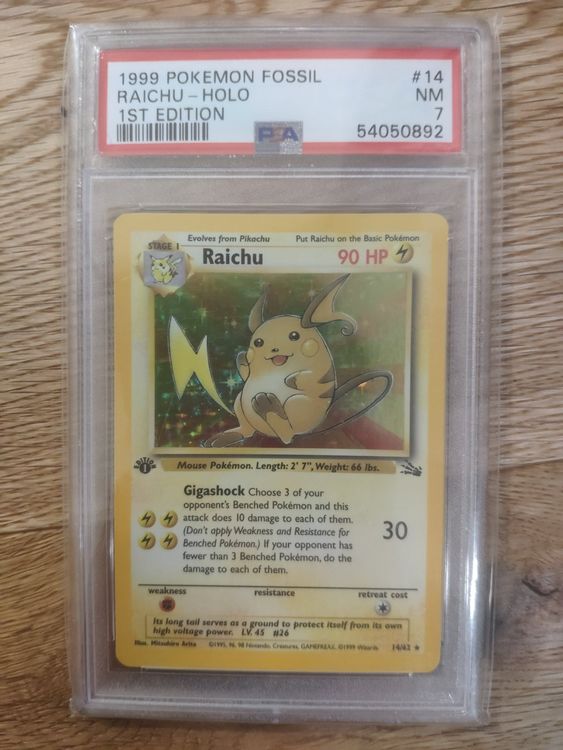 Pokemon 1999 1. 1st First Edition Raichu fossil holo PSA 7 | Kaufen auf ...