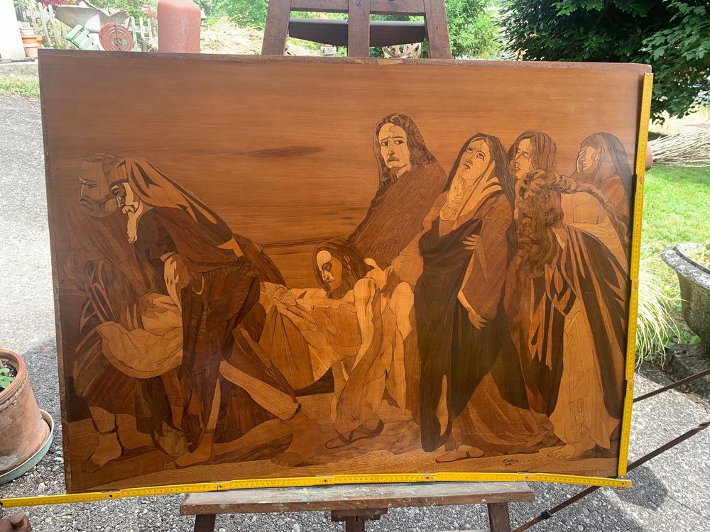Antikes grosses Holz-Bild Intarsien | Kaufen auf Ricardo