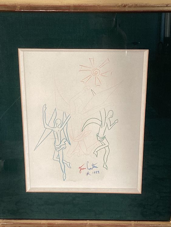 Jean COCTEAU (1889-1963) tableau crayon couleurs signé daté | Kaufen ...