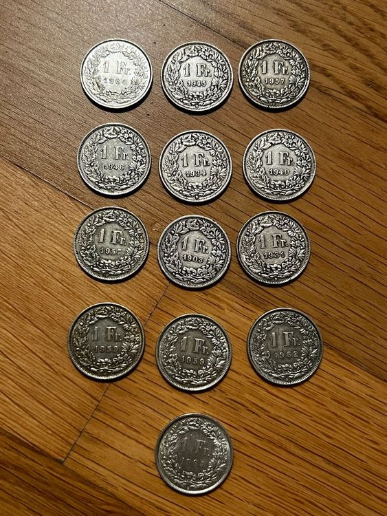 13 x 1 CHF Franken Jahrgang 1903 bis 1964 (Gebraucht) in Frauenfeld für CHF 40 – mit Lieferung ...