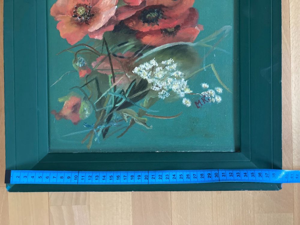 GEMÄLDE BILD Mohnblumen monogrammiert MK. | Kaufen auf Ricardo