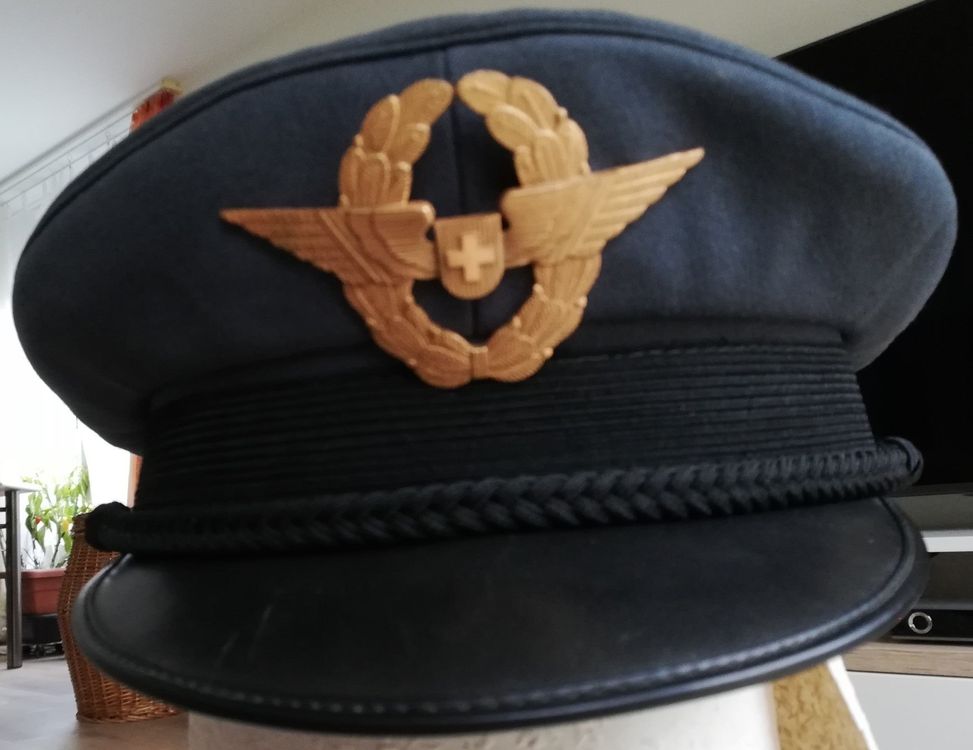 Echte alte Swissair Pilotenmütze Pilotenhut, Grösse 57 (Gebraucht) in ...
