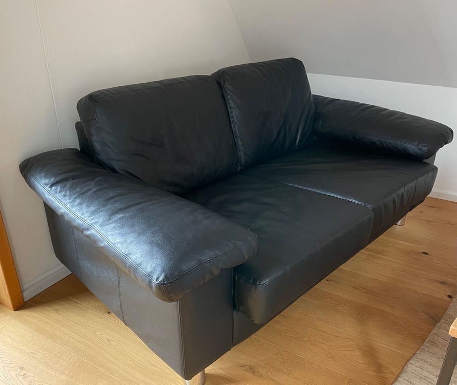 2er sofa, schwarz leder (Gebraucht) in Schönenbuch für CHF 150 – nur Abholung auf Ricardo kaufen