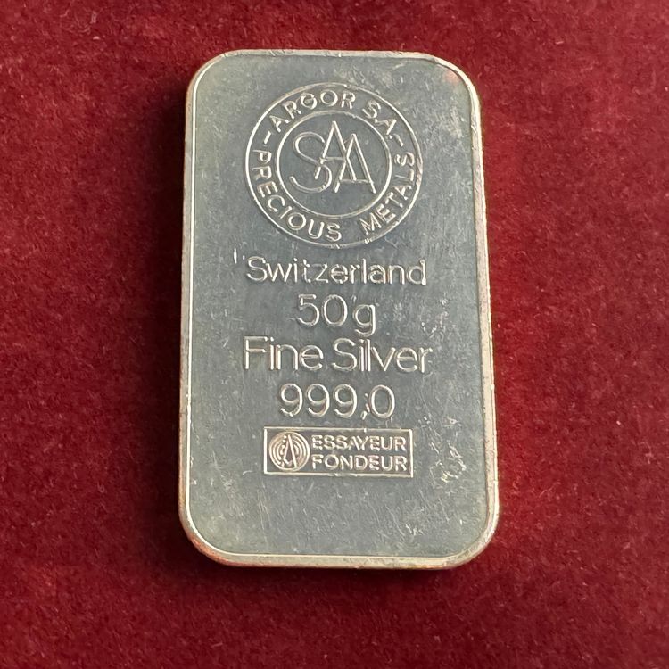 50 gramm Silber Barren Schweiz Argor SA (Gebraucht) in Reitnau für CHF ...