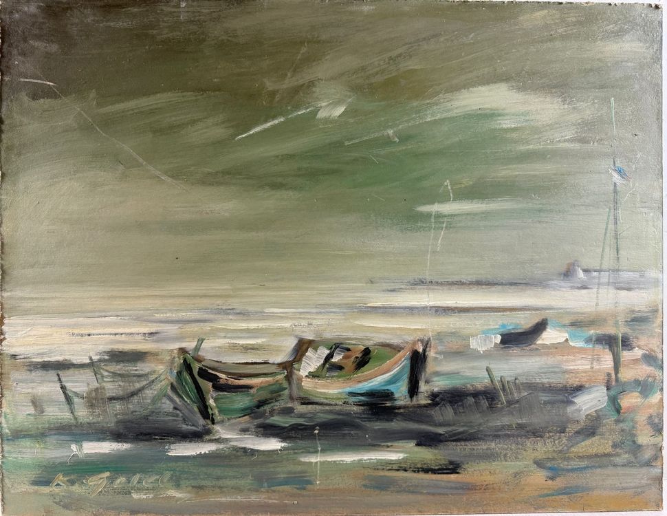 Ölgemälde Fischerboote am Strand, signiert (Gebraucht) in Neuhausen am Rheinfall für CHF 10 ...