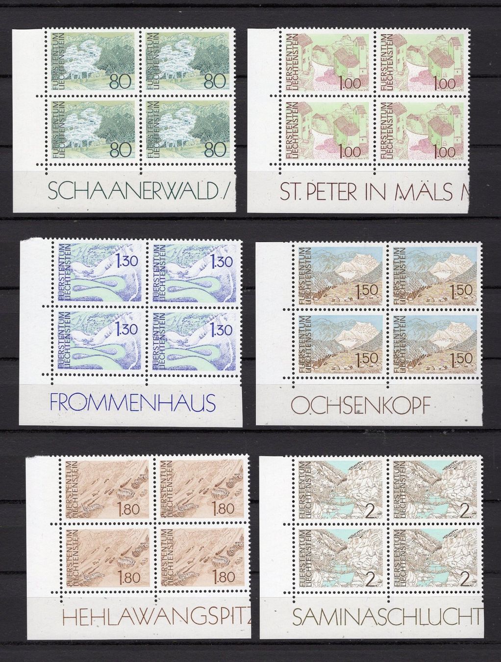 R2705 / Liechtenstein 1972-1973 15 blocs de 4 neufs XX (Neu (gemäss Beschreibung)) in Ste-Croix ...