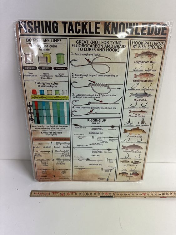 Blechschild "Fishing Tackle Knowledge" Deko (Neu und originalverpackt ...