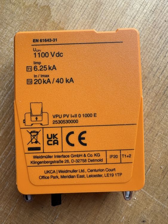 Weidmüller Überspannungsschutz VPU PV I+II 0 1000 E, Neu (Neu und ...