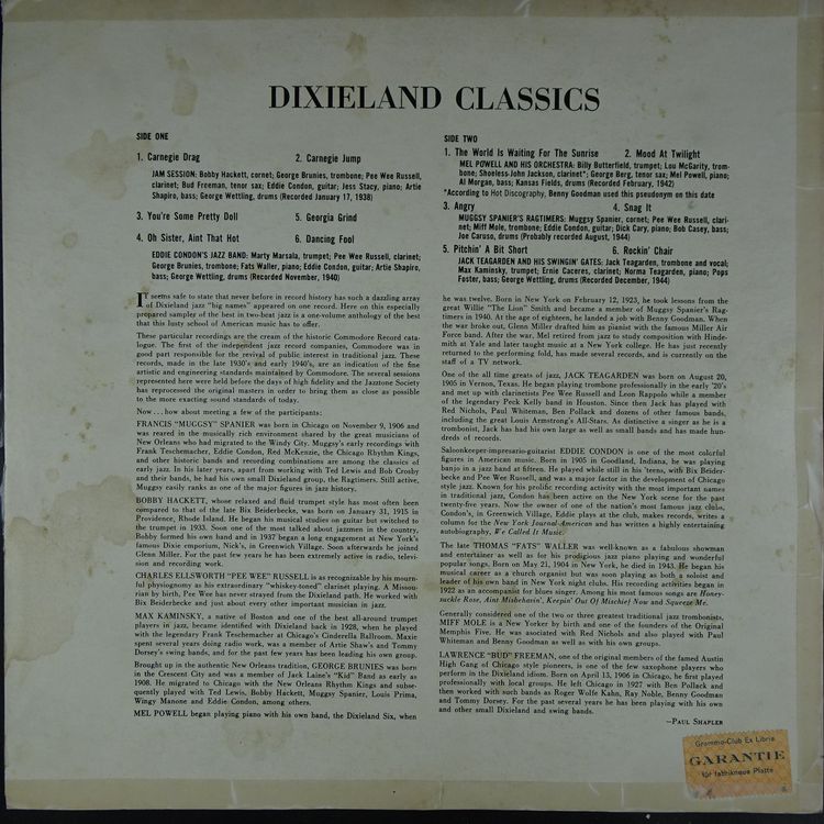 V.A. - Dixieland Classics Bobby Hackett Bud Freeman u.a. (Gebraucht) in ...