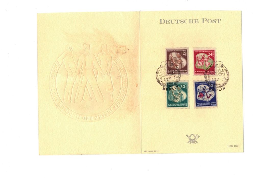 DDR Beleg Weltfestspiele Berlin 1951 FDC (Gebraucht) in Hägglingen für ...