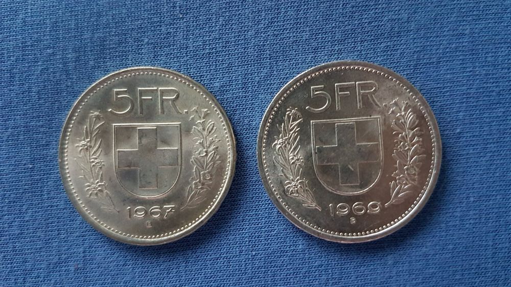 2 x 5 Franken Silbermünzen 60ger Jahre ab nur 1 Franken!! | Kaufen auf Ricardo