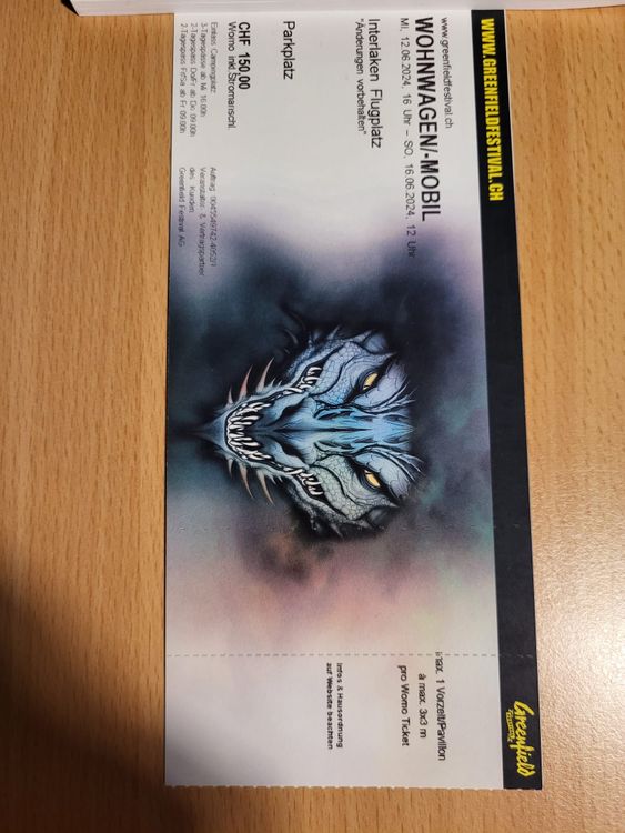 Greenfield WOMO Ticket | Kaufen auf Ricardo