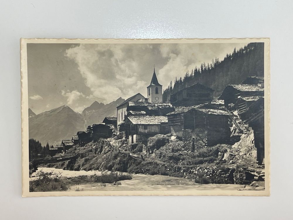 AK - Kirche Blatten im Lötschental mit Rothörner - 1936 (Gebraucht) in Steg VS für CHF 4.5 – mit ...