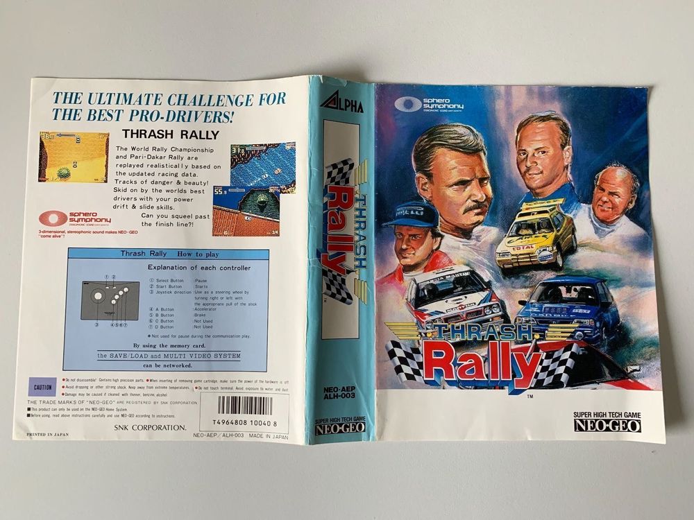 Thrash Rally SNK Neogeo Neo Geo AES Spiel Inlay Papier (Gebraucht) in ...