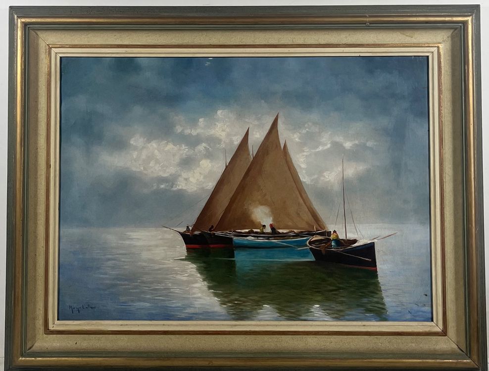 Meeres Ansicht Gemälde Fischer mit Booten, Unl. Sig. (Gebraucht) in Root für CHF 60 – mit ...