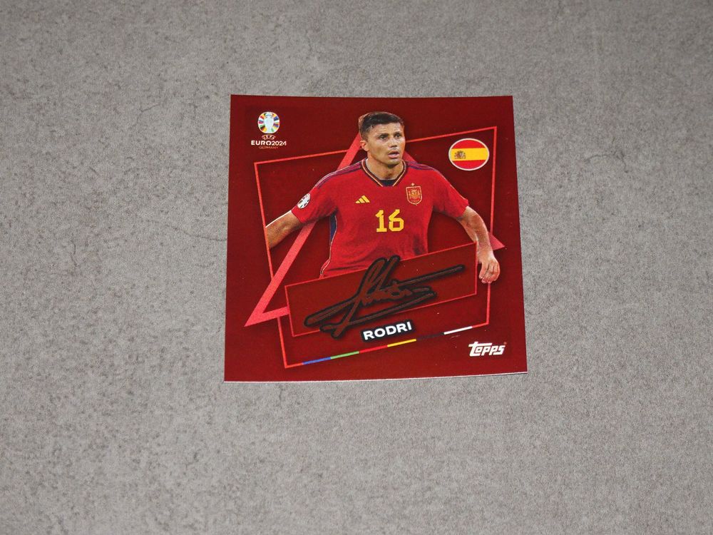Topps SP Sticker Spain Rodri mit Unterschrift, Euro/ EM 2024 (Neu (gemäss Beschreibung)) in ...