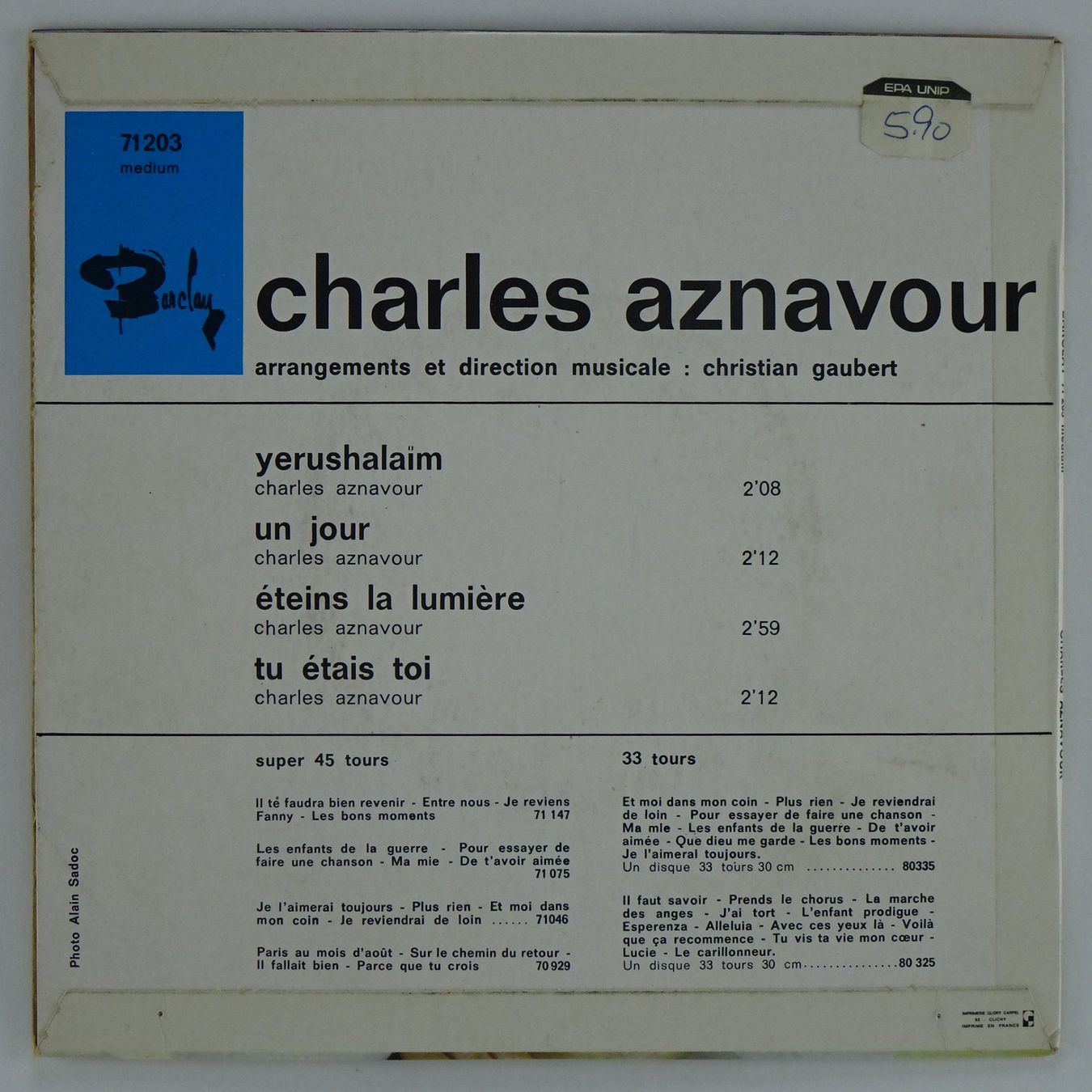 Aznavour Charles - Yearushalaim 4 Track EP (Gebraucht) in Muhen für CHF ...
