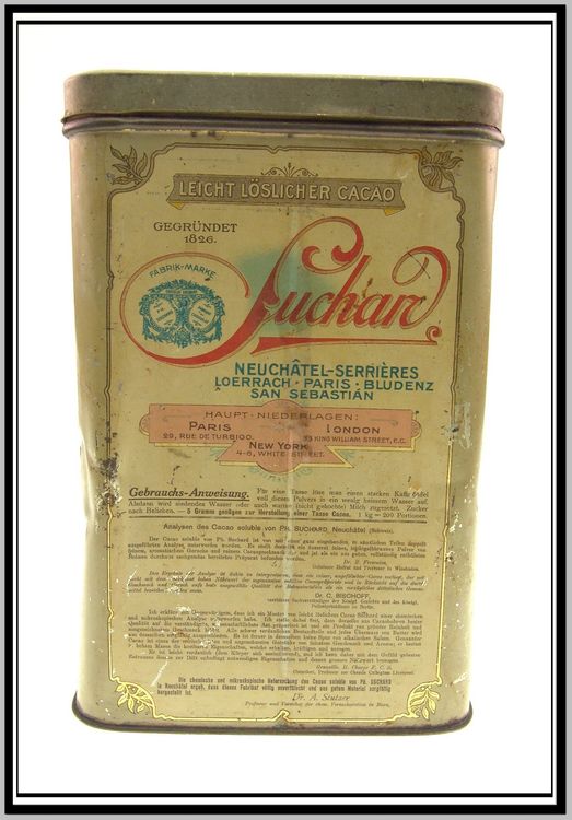 PH. Suchard Neuchâtel CACAO Blechbüchse / -dose mit Deckel (Gebraucht ...