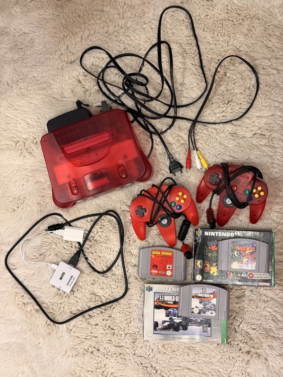 Nintendo 64 + 2 Controller + 3 Spiele + Adapter (Gebraucht) in Ftan für ...