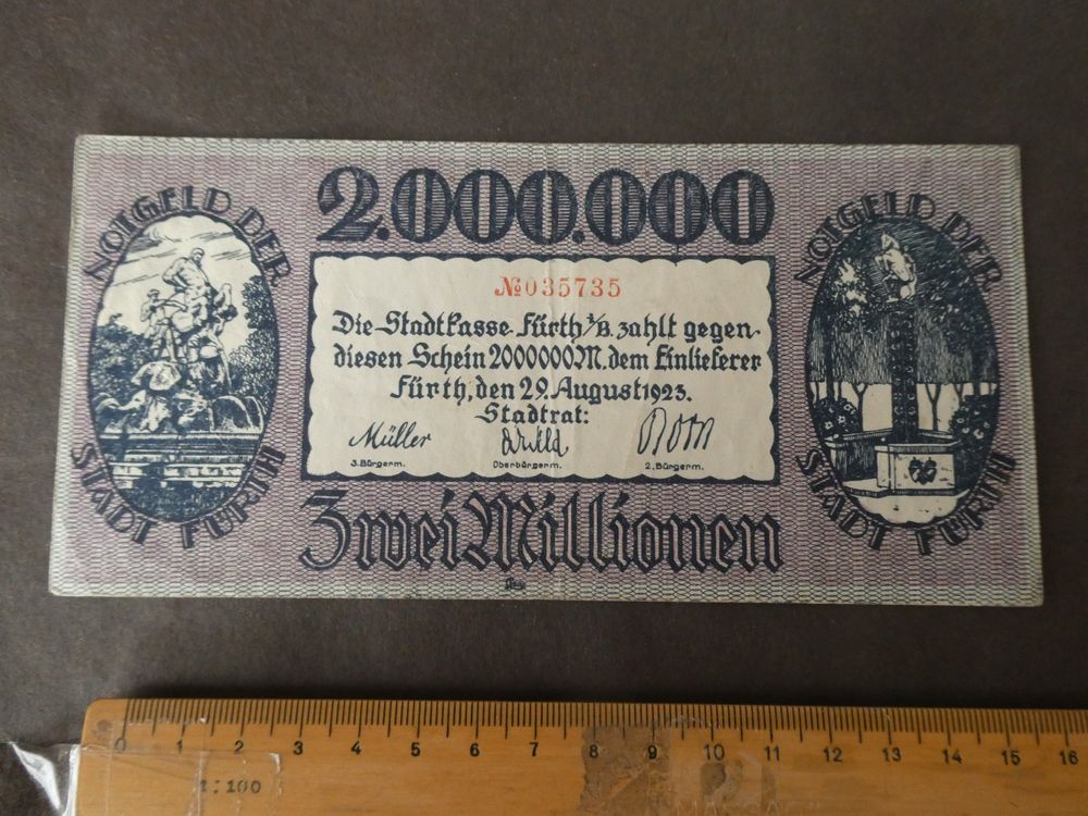 Dt. Reich 1923, Fürth - 2 Millionen Mark (Gebraucht) in Hinterforst für ...