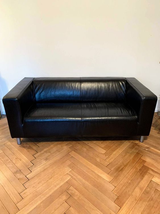 Schwarzes 2er-Sofa Kunstleder | Kaufen auf Ricardo