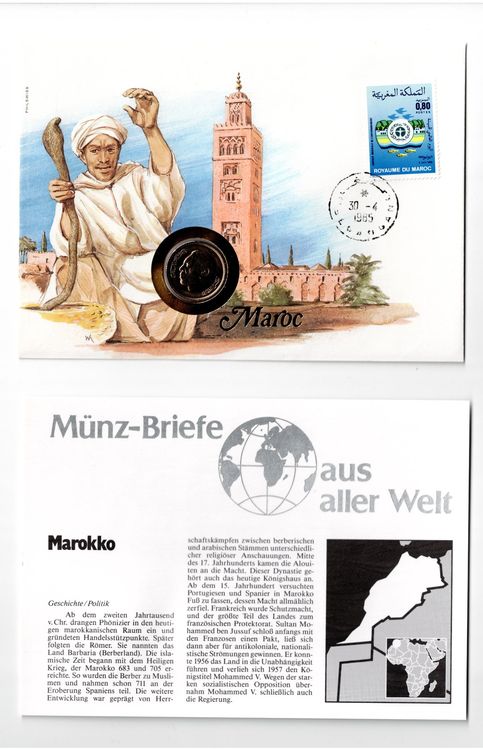 Marokko_1985_Münzbrief mit Beschreibung (Gebraucht) in Hombrechtikon für CHF 1 – mit Lieferung ...